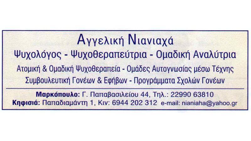 ΝΙΑΝΙΑΧΑ ΑΓΓΕΛΙΚΗ - ΨΥΧΟΛΟΓΟΣ ΜΑΡΚΟΠΟΥΛΟ ΑΤΤΙΚΗ - ΨΥΧΟΘ - 4ty.gr